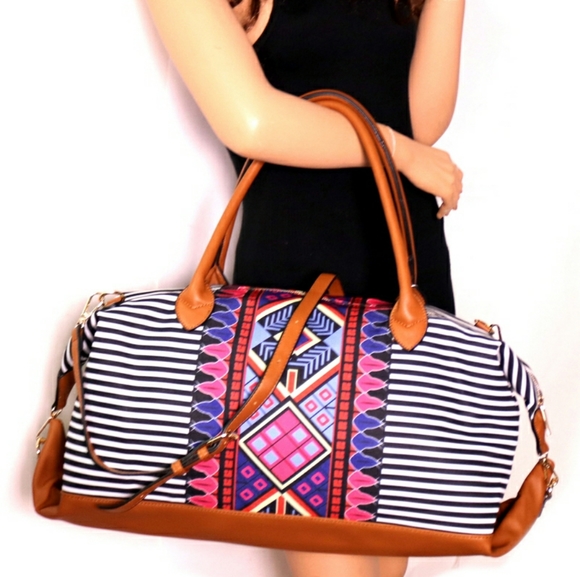 Bags | Aztec Stripe Oversized Weekender Duffle Bag | Poshmark